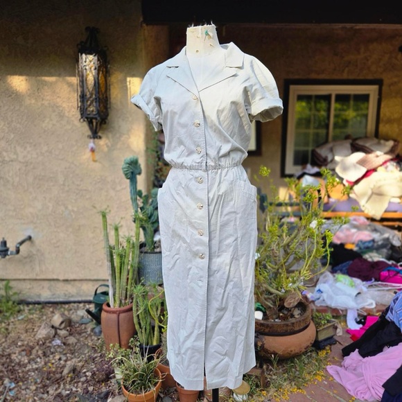Dresses | Tan Buttonup Dress | Poshmark